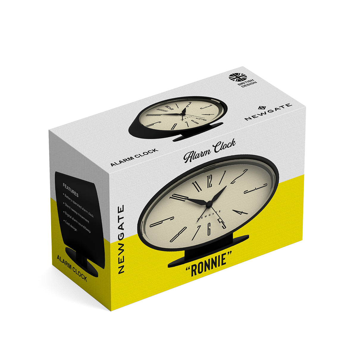 Ronnie Retro Alarm/Desk Clock | Silent 'No Tick' | Black – Newgate World