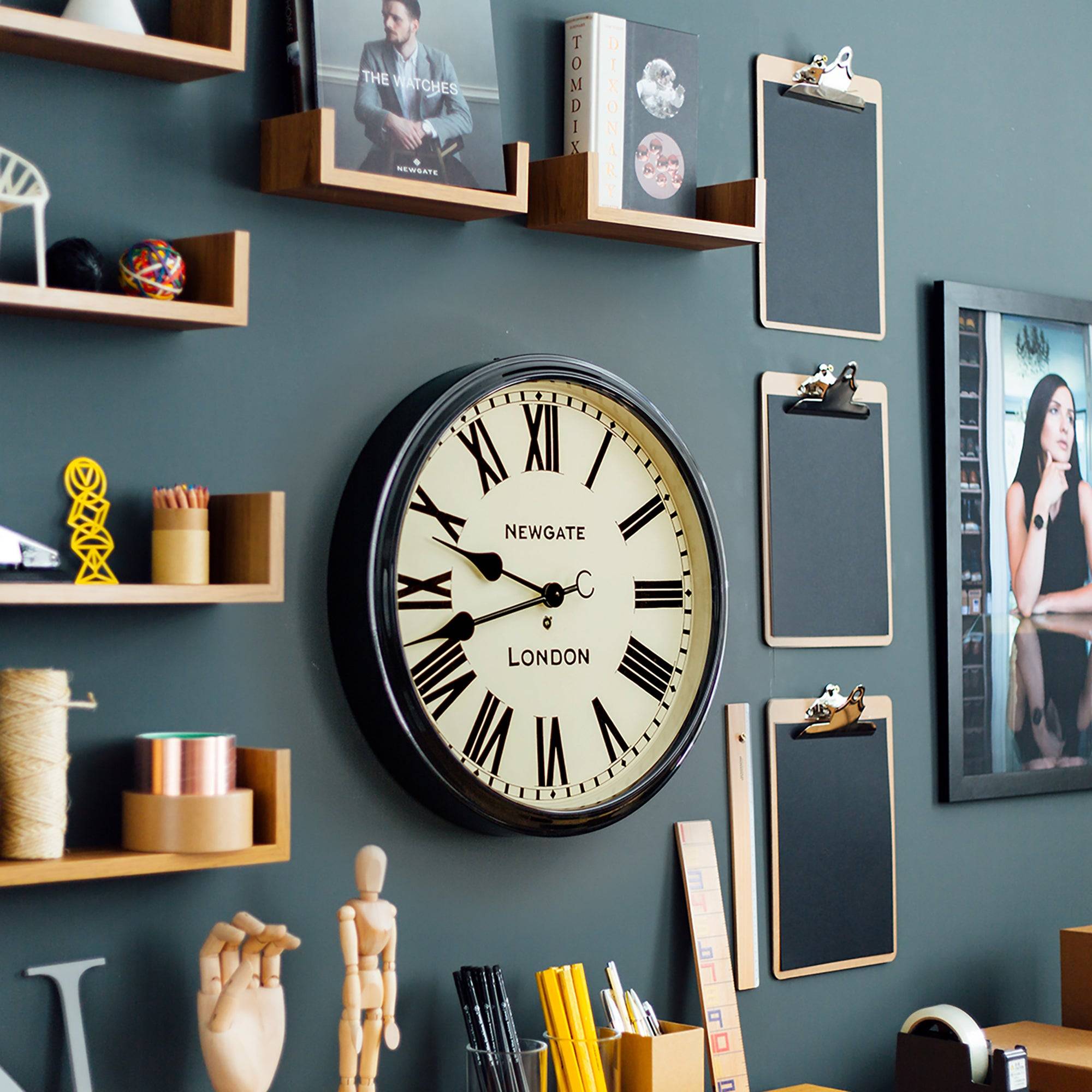 Black Roman Numeral Wall Clock | Classic Station Clock – Newgate World