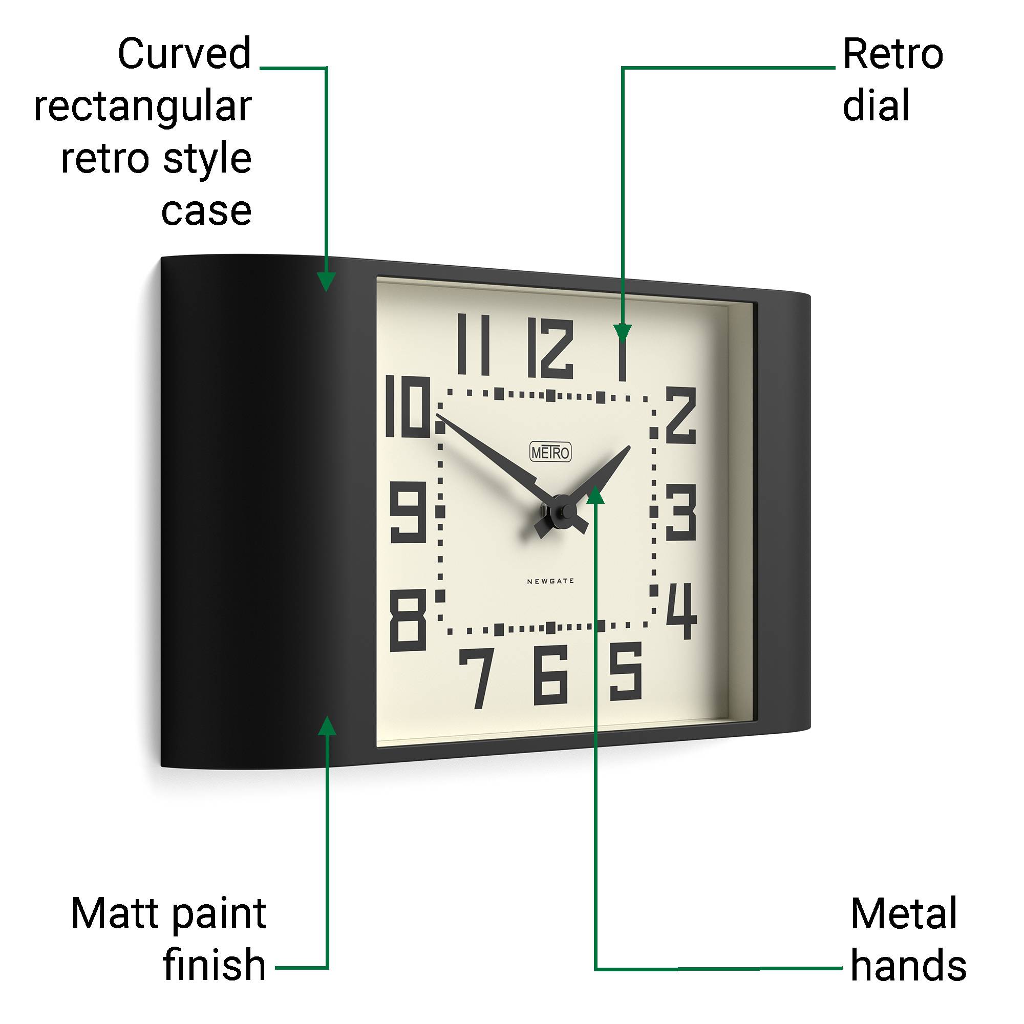 Newgate Metro wall clock in black – Newgate World