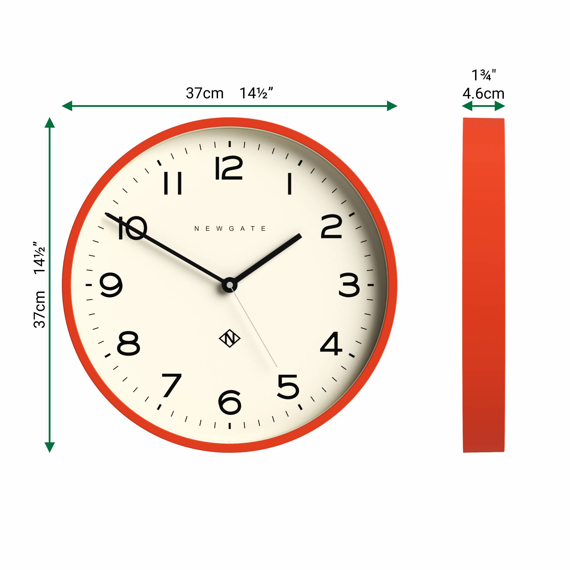 Modern Orange Kitchen Wall Clock | Bright Colour – Newgate World