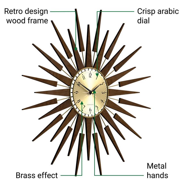 Newgate Pluto wall clock in dark wood – Newgate World