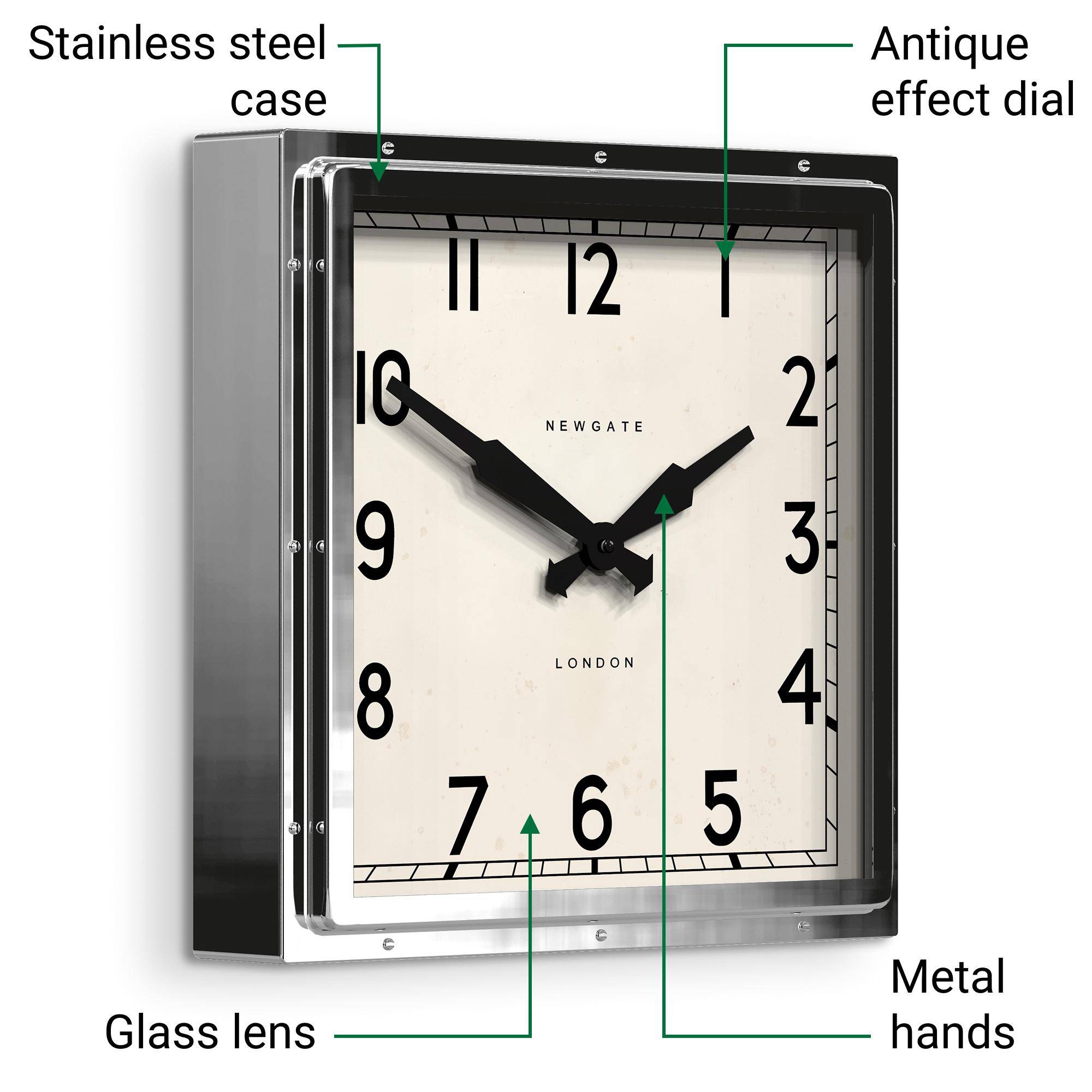 Newgate Quad wall clock in stainless steel – Newgate World